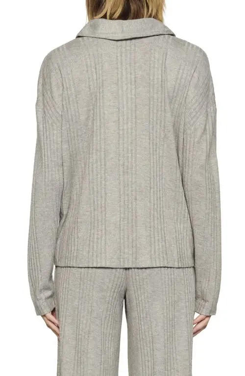Eberjey Variegated Rib Long Sleeve Polo