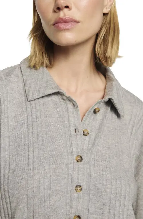 Eberjey Variegated Rib Long Sleeve Polo
