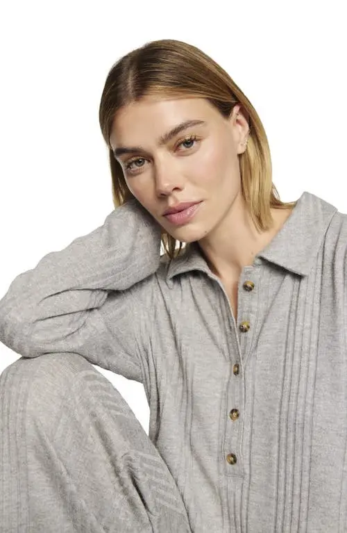 Eberjey Variegated Rib Long Sleeve Polo