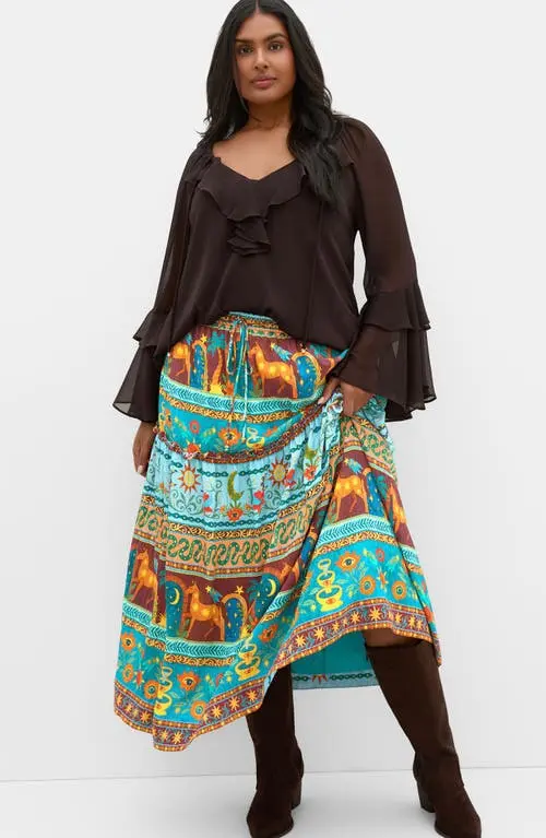 City Chic Print Maxi Skirt