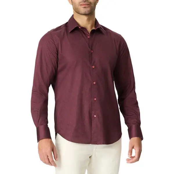 Robert Graham Dimella Tailored Jacquard Shirt - Burgundy