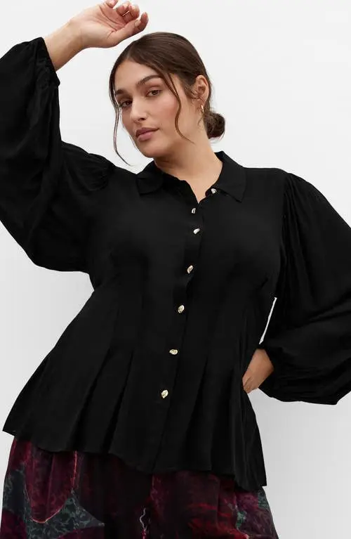 City Chic Piper Puff Shoulder Shirt