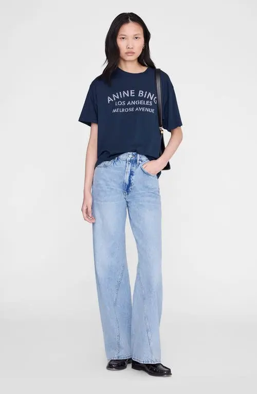 ANINE BING Cade Melrose Stencil Tee - Navy