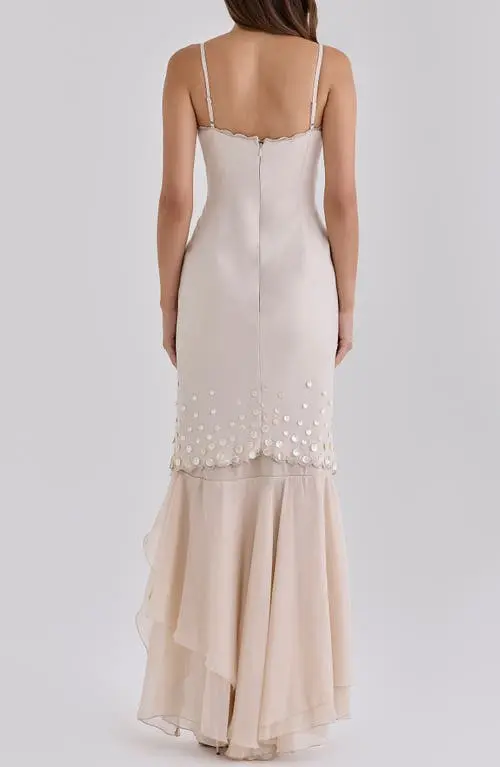 House Of Cb Santana Georgette Ruffle Gown