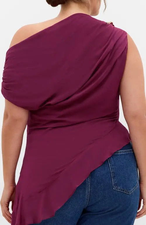 City Chic Kylie One-shoulder Asymmetric Ruffle Top