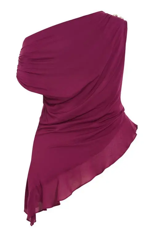 City Chic Kylie One-shoulder Asymmetric Ruffle Top
