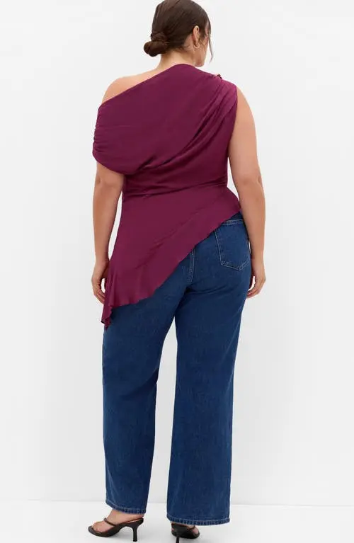 City Chic Kylie One-shoulder Asymmetric Ruffle Top