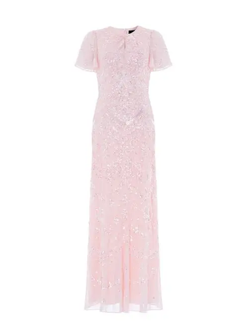 NEEDLE & THREAD Freya Georgette Short Sleeve Maxi Gown - Shell
