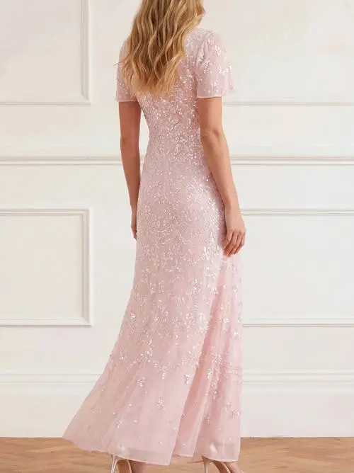 NEEDLE & THREAD Freya Georgette Short Sleeve Maxi Gown - Shell