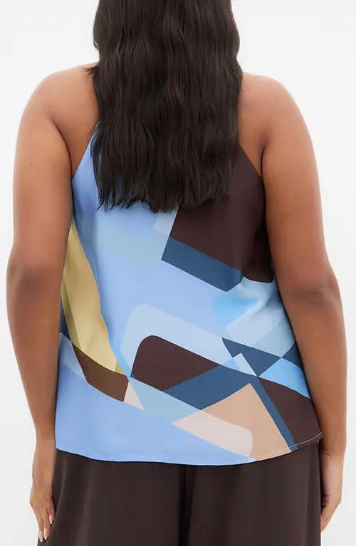 City Chic Geometric Print Cowl Neck Sleeveless Top