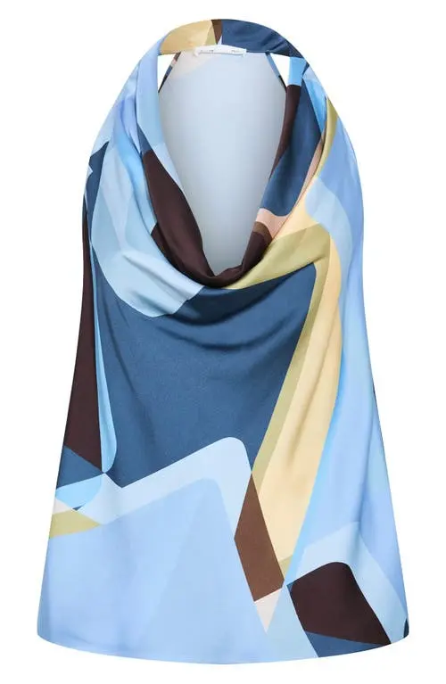 City Chic Geometric Print Cowl Neck Sleeveless Top