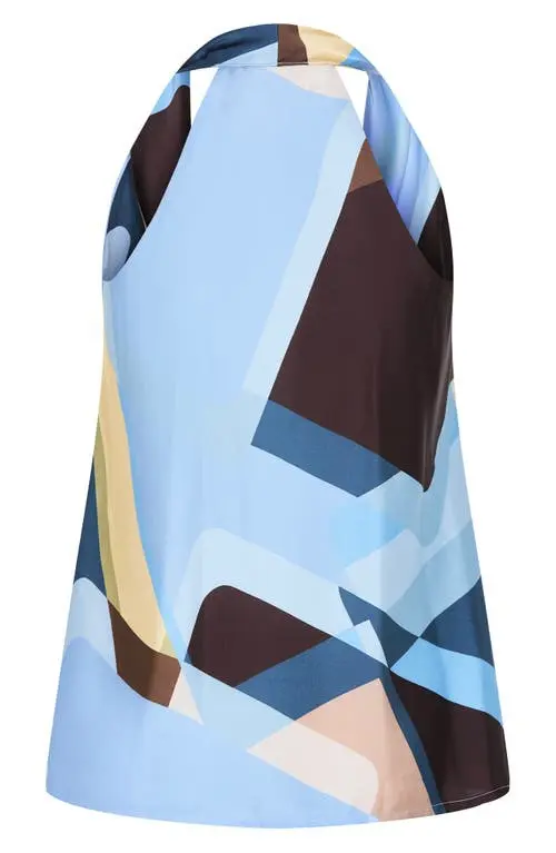 City Chic Geometric Print Cowl Neck Sleeveless Top