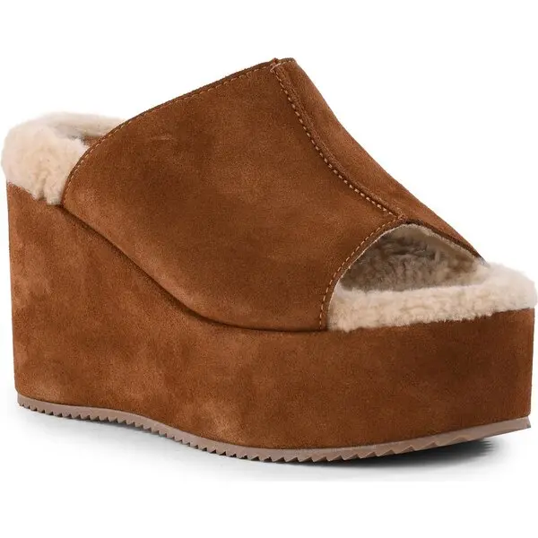 Seychelles Iconic Moment Leather Wedge Slide Sandal - Brown