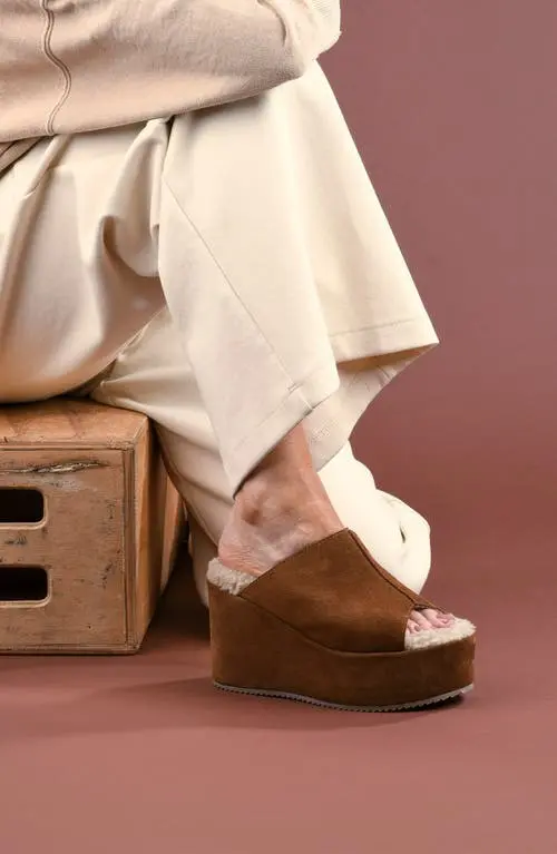 Seychelles Iconic Moment Leather Wedge Slide Sandal - Brown