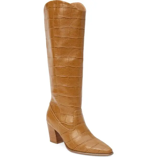 Matisse Kirby Croc Embossed Faux Leather Boot - Tan Croc