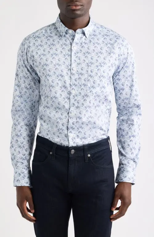 Johnston & Murphy Logan Print Button-up Shirt - Gray/blue Medallion Disc