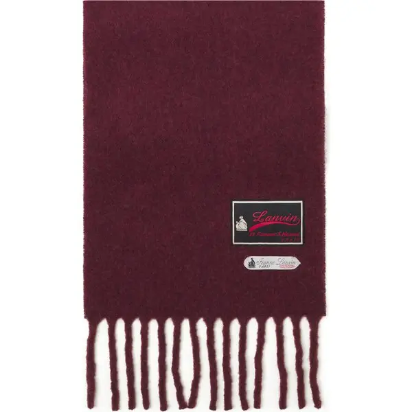 LANVIN Fringed Wool Scarf With 22 Faubourg Label - Garnet