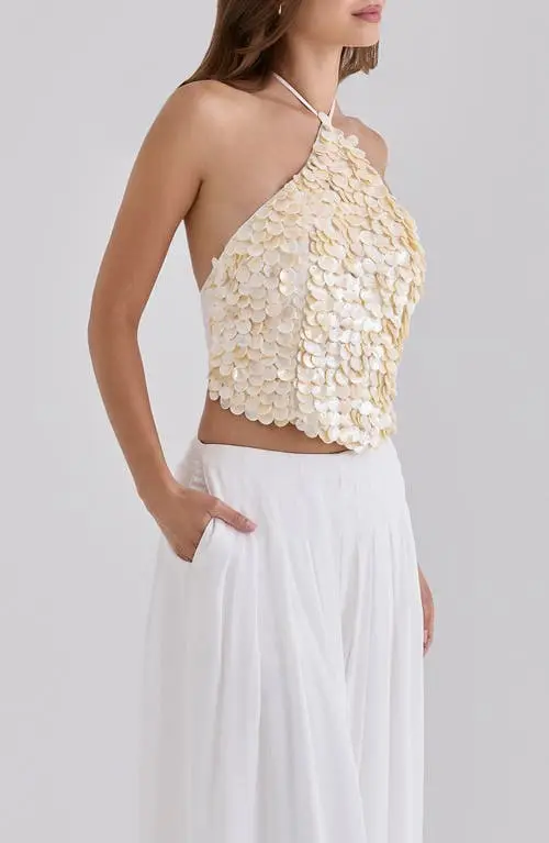 House Of Cb Zina Shell Embellished Halter Top