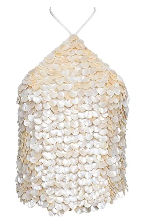 House Of Cb Zina Shell Embellished Halter Top