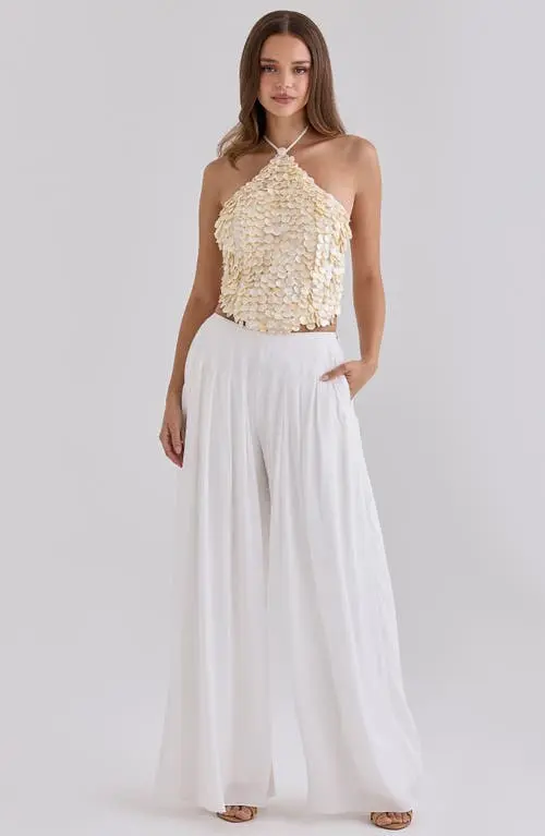 House Of Cb Zina Shell Embellished Halter Top