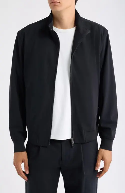 Theory Zip-up Bomber Jacket With Stand Collar - Black