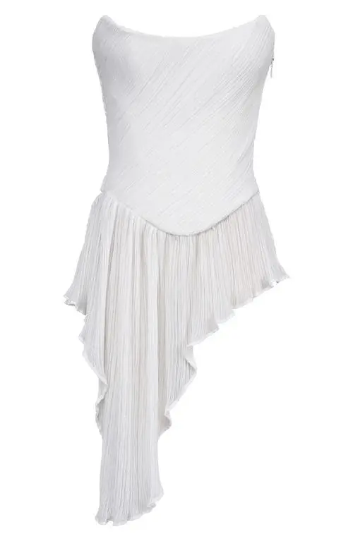 House Of Cb Renata Pleated Strapless Chiffon Top