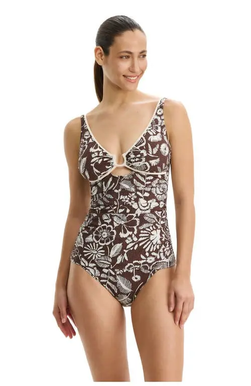 GOTTEX Garden Mist V-neck Tankini Top - Brown