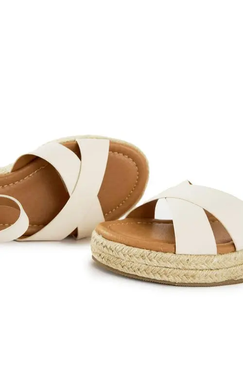 V.GAN LONDON Pekoe Espadrille Ankle Strap Sandals - Cream