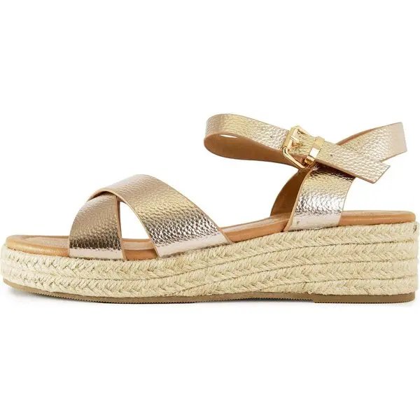 V.GAN LONDON Pekoe Espadrille Ankle Strap Sandals - Gold