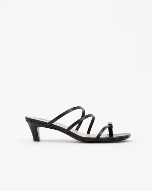 MI/MAI Lima Metal Detail Heeled Mule Sandals - Black