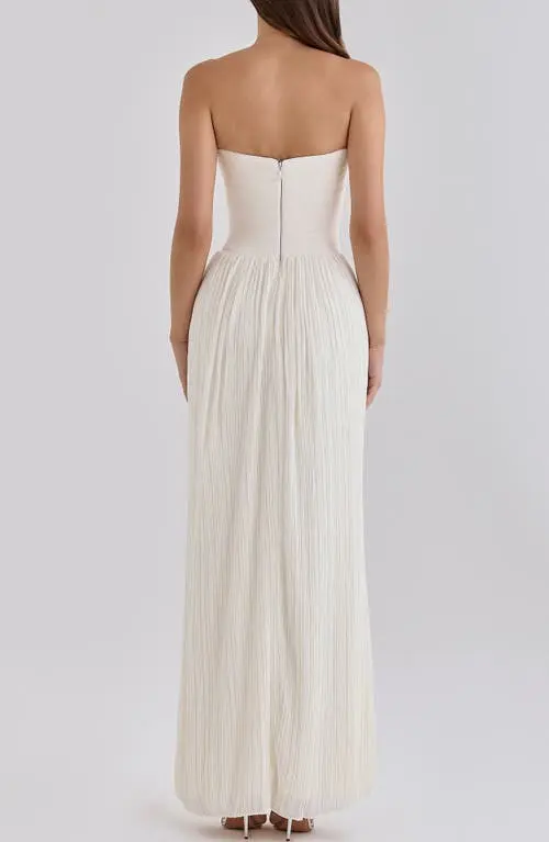 House Of Cb Valeriana Strapless Pleated Gown - White
