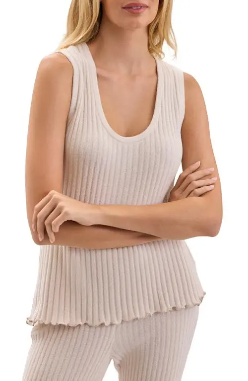 Barefoot Dreams Cozychic Ultra Lite Petal Edge Rib Tank - Sand Dune