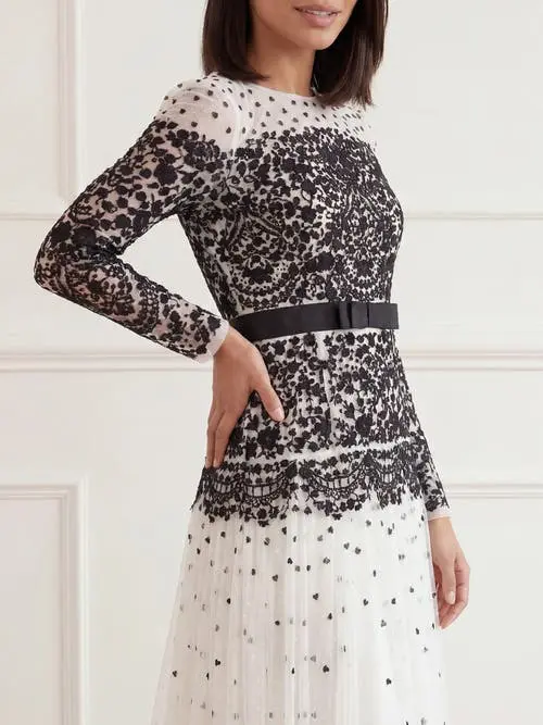 NEEDLE & THREAD Gilded Lace Long Sleeve Maxi Gown