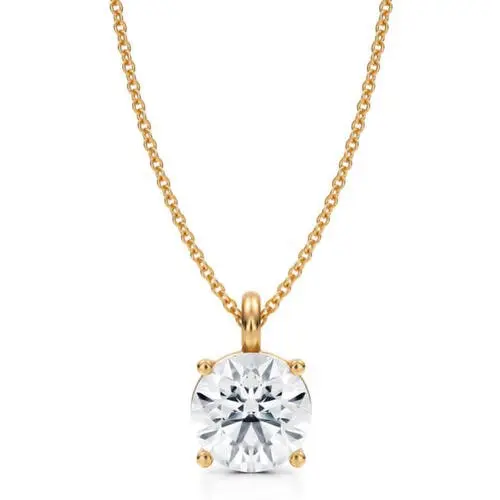 ALLUREZ 14k 2.50ct Round Solitaire Lab Diamond Pendant Necklace - Yellow Gold