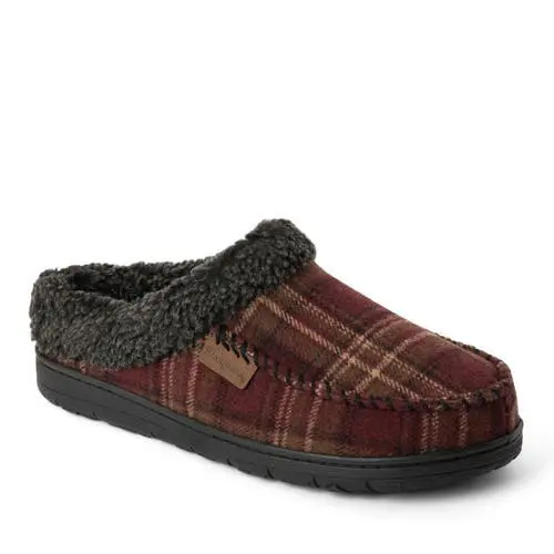 DEARFOAMS Microsuede Clog Slippers - Red Plaid