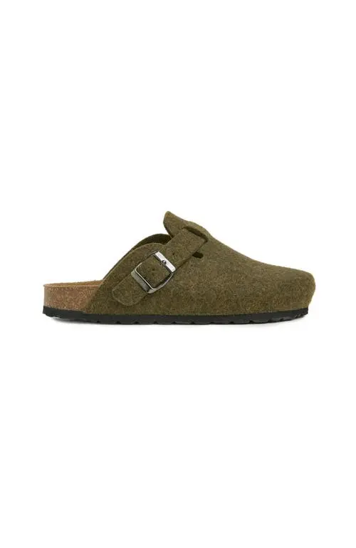 CELTIC & CO. Felt Flatform Clogs - Khaki