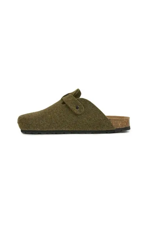 CELTIC & CO. Felt Flatform Clogs - Khaki