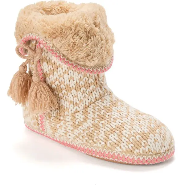 DEARFOAMS Becky Knit Bootie Slippers - Latte