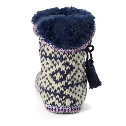 DEARFOAMS Becky Knit Bootie Slippers - Peacoat