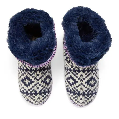 DEARFOAMS Becky Knit Bootie Slippers - Peacoat