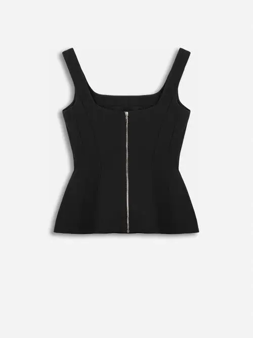 NOCTURNE Boned Square Neck Peplum Bustier Top