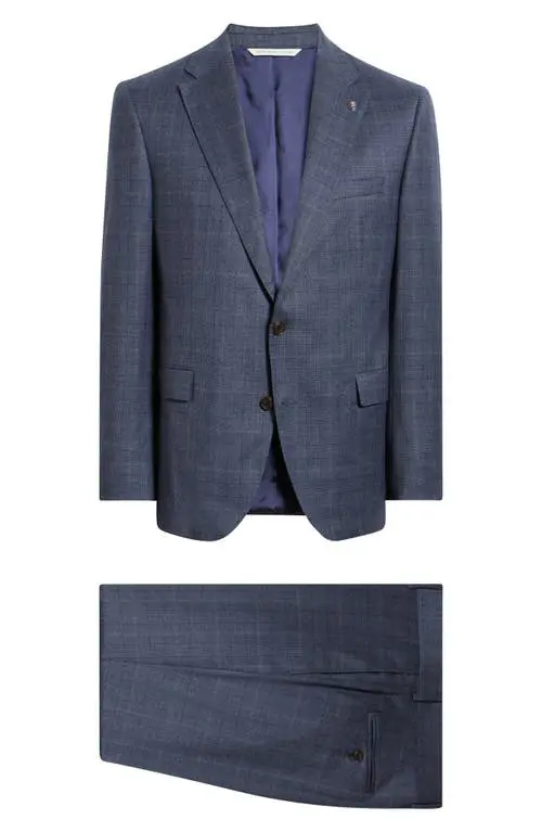 JACK VICTOR Esprit Contemporary Fit Check Super 110s Wool Suit - Mid Blue