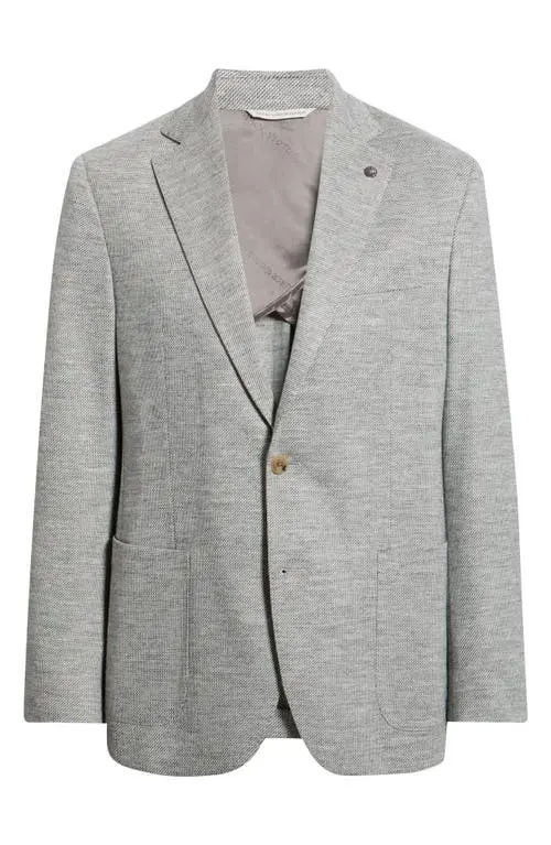 JACK VICTOR Hampton Textured Wool Blend Mélange Comfortwear Sport Coat - Light Grey