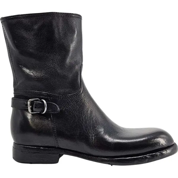MADISON MAISON Leather Side Zip Mid Calf Boot - Black