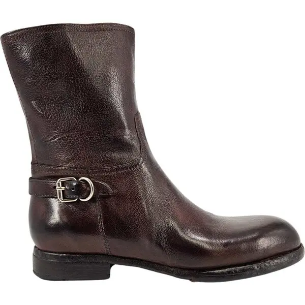 MADISON MAISON Leather Side Zip Mid Calf Boot - Brown
