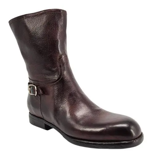 MADISON MAISON Leather Side Zip Mid Calf Boot - Brown