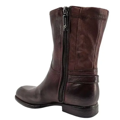 MADISON MAISON Leather Side Zip Mid Calf Boot - Brown