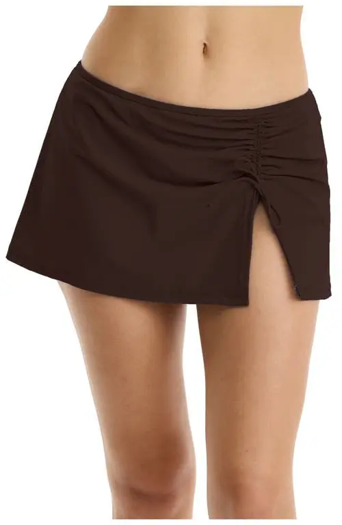 GOTTEX Tutti Frutti Side Slit Skirt Swim Bottom - Espresso