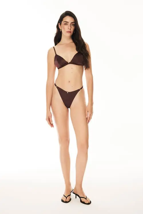 HOUSE OF SILK Silk Triangle Thong - Chocolate