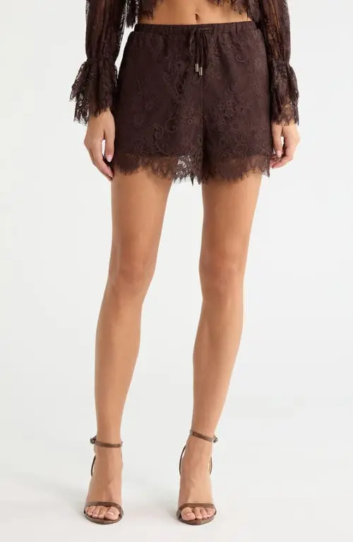 KITTENISH Asymmetrical Lace Skort With Drawstring Waist - Chocolate Plum